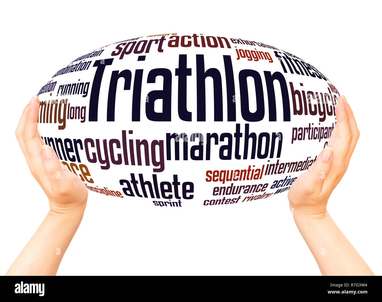 Triathlon word cloud hand sphere concept on white background Stock ...