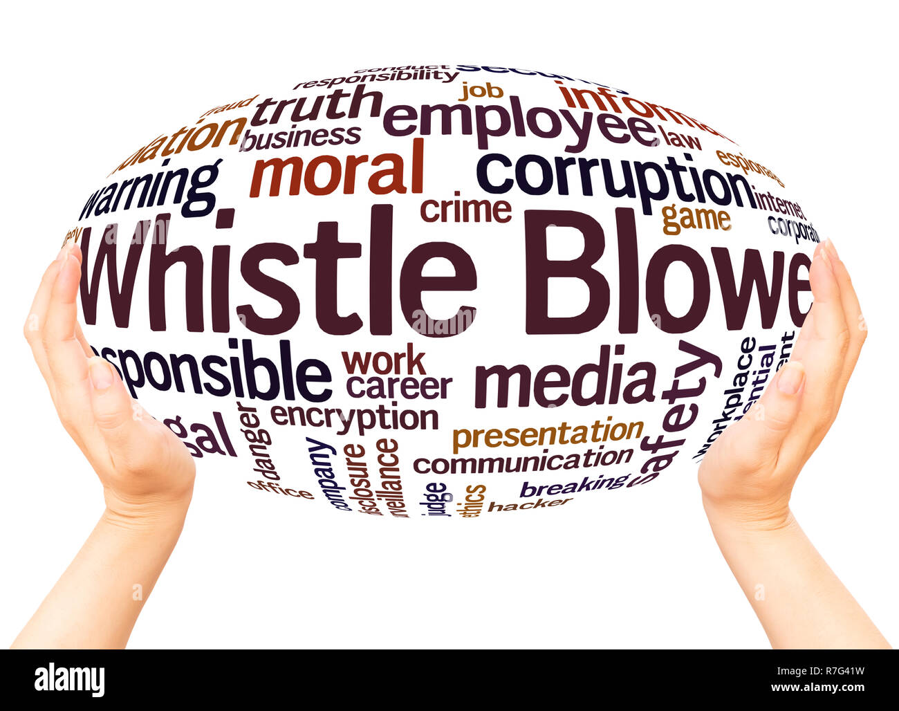 Whistle blower word cloud hand sphere concept on white background Stock ...