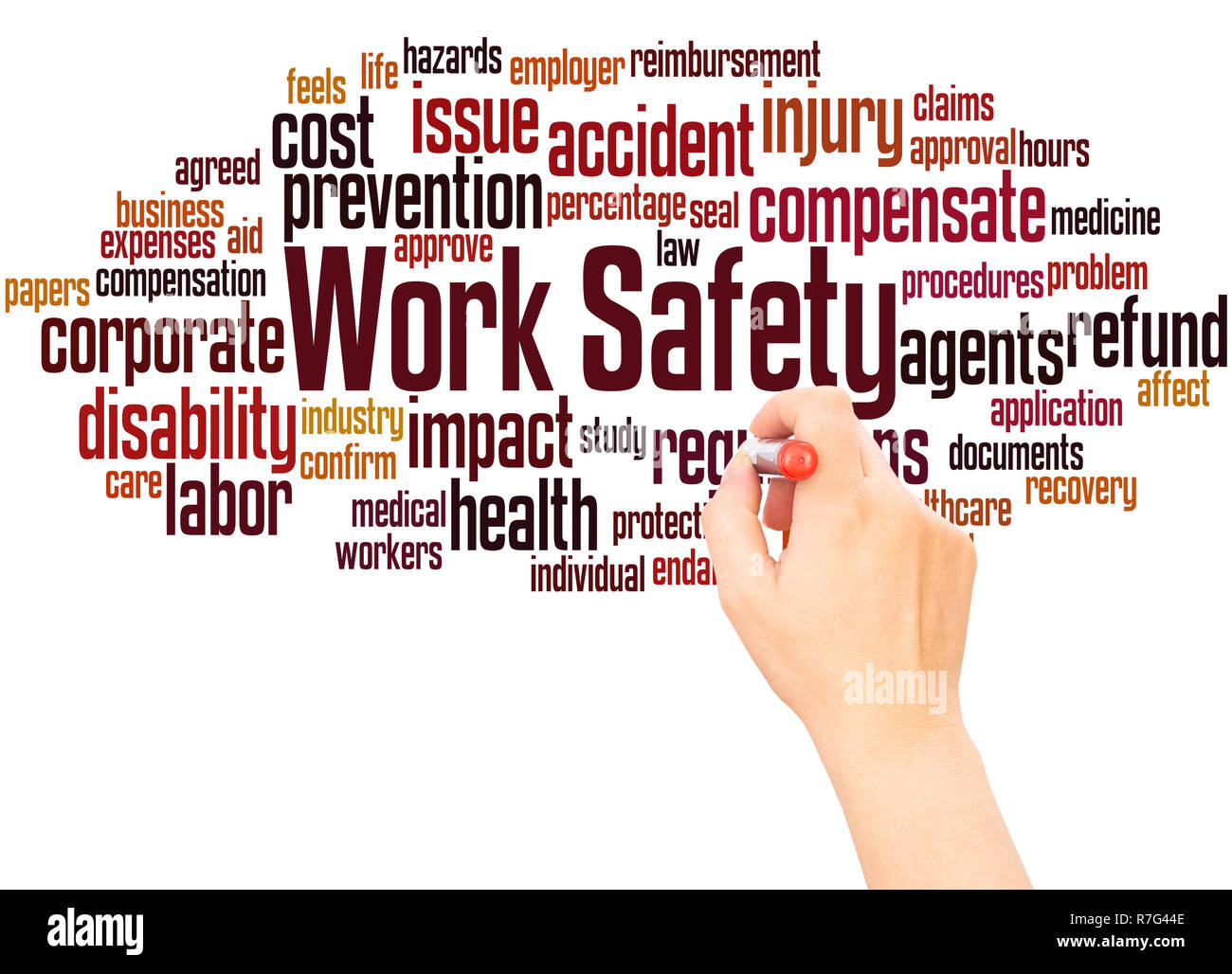 Work Safety word cloud hand writing concept on white background Stock ...