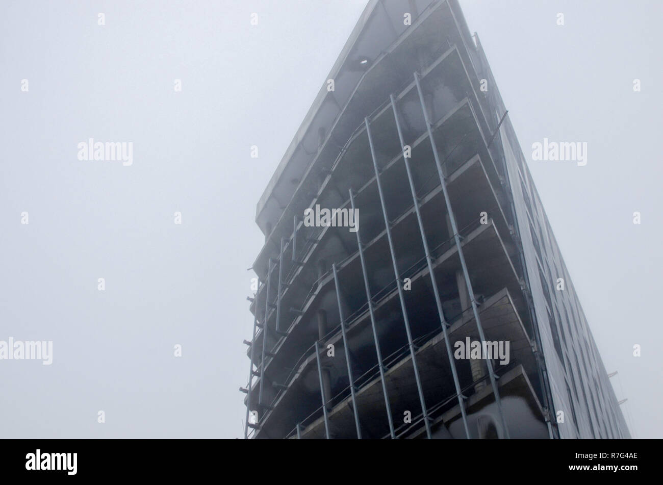 Building object in a thick mystical fog Stock Photo - Alamy