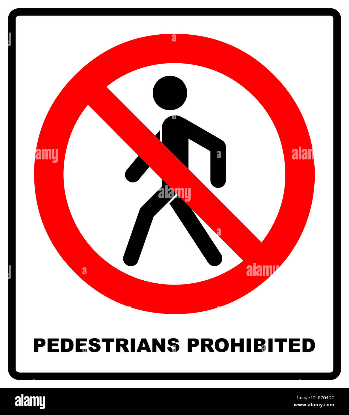 No access for pedestrians prohibition sign, illustration. Red forbidden ...