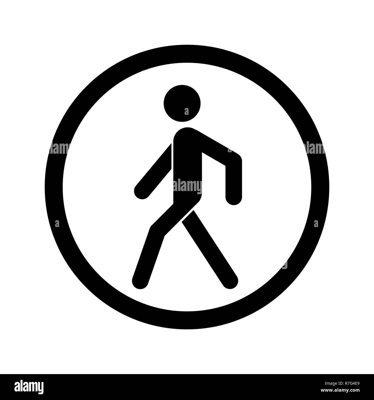 No walking sign. Prohibited black road sign isolated on white ...