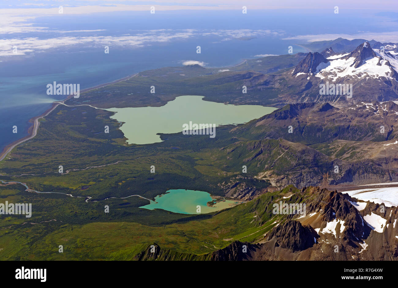 Aerial View of a Remote Coastline on the Alaska Peninsula in Alaska ...