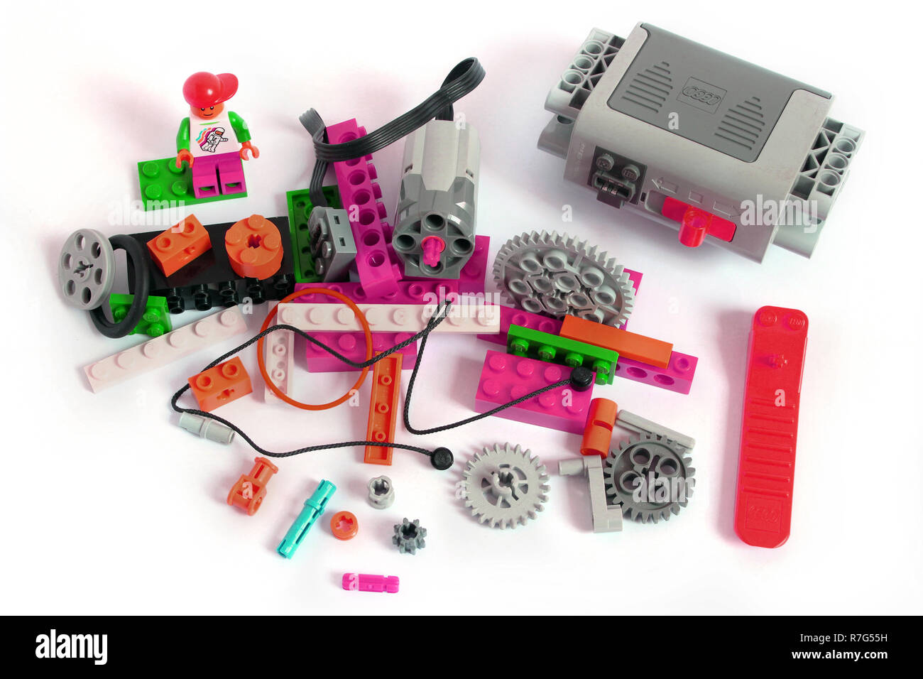 Lego set, mechanical parts of a lego, lego cubes Stock Photo - Alamy