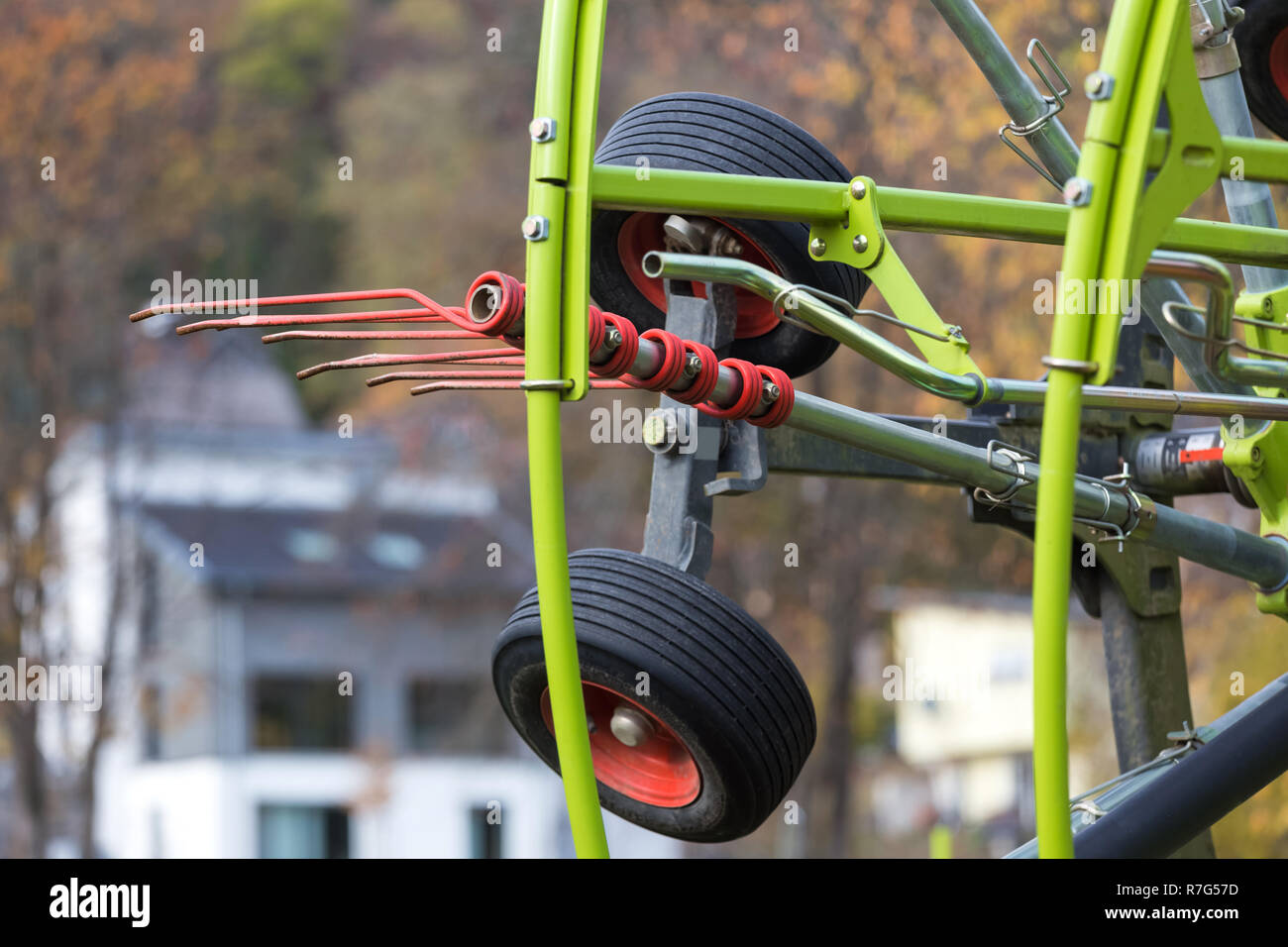 farming rotary tedder on a meadow Stock Photo - Alamy