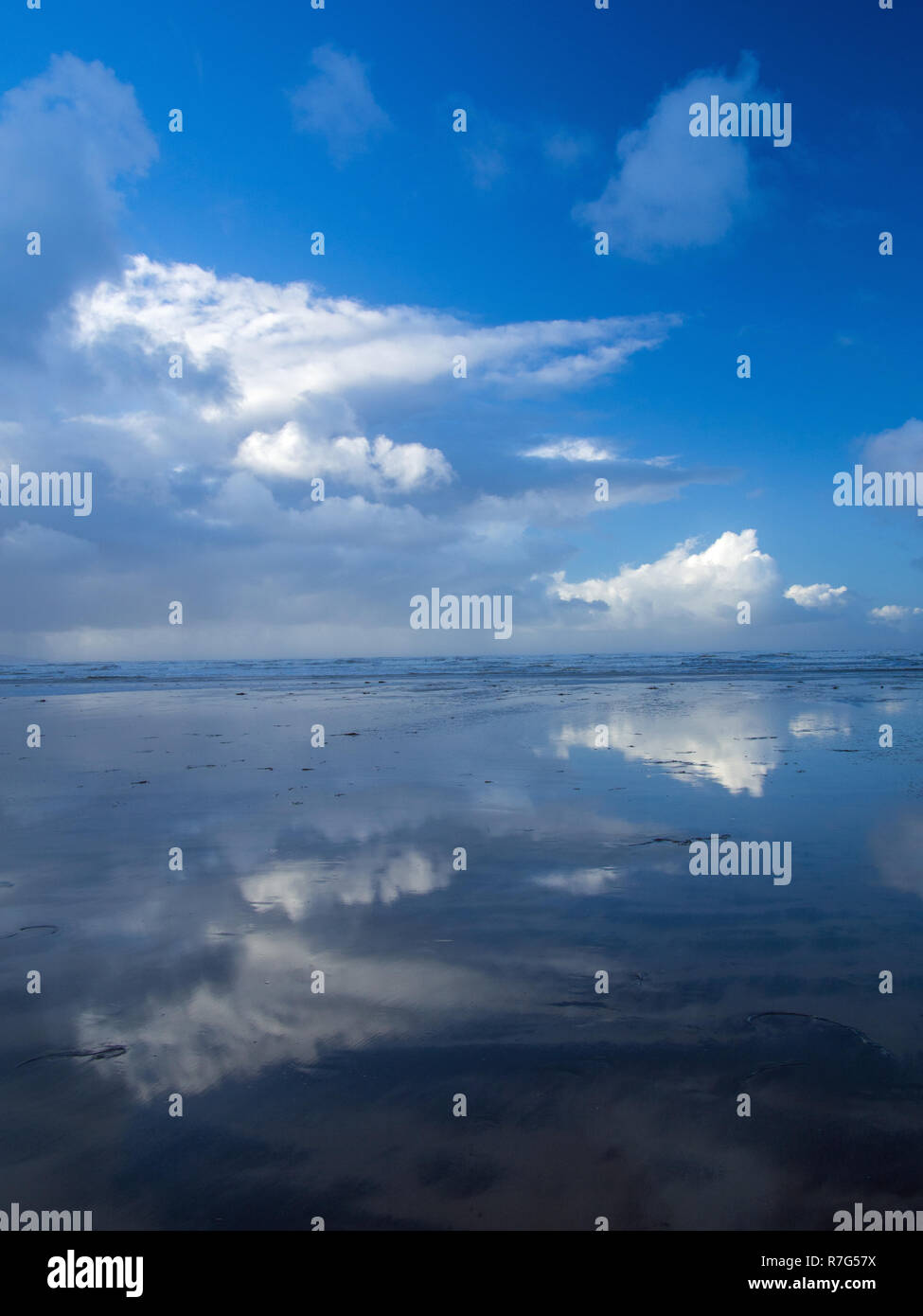 Beautiful beach reflections at Westward Ho! in North Devon , England ...
