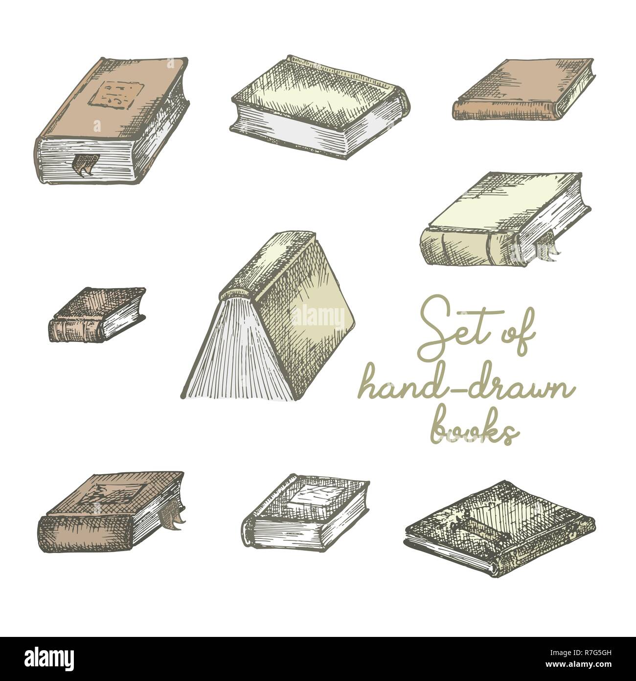 Set of hand drawing sketch books for concept vintage design fair or ...