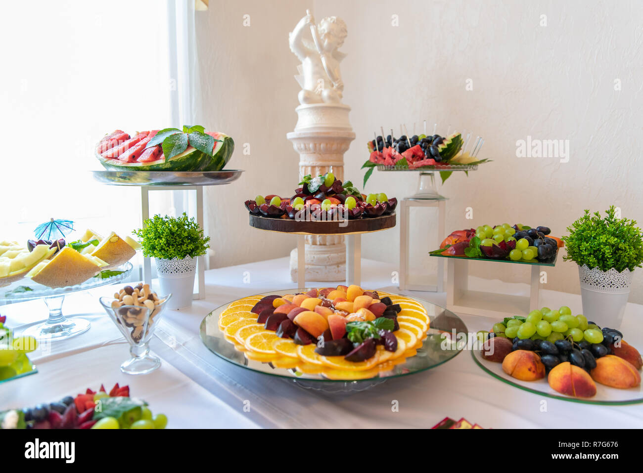 Fruit on the banquet table, holidays and events Stock Photo - Alamy