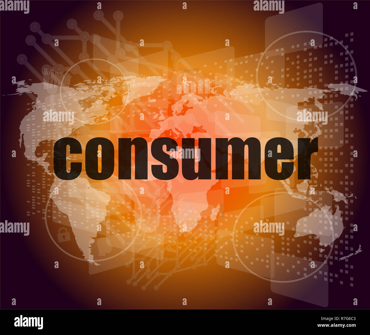 consumer words on digital touch screen interface - business concept ...