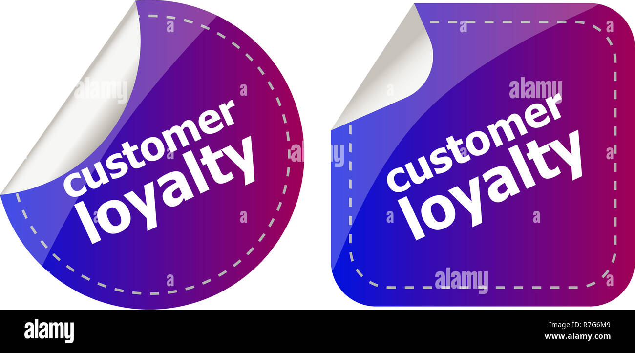 customer loyalty stickers set on white, icon button isolated on white ...