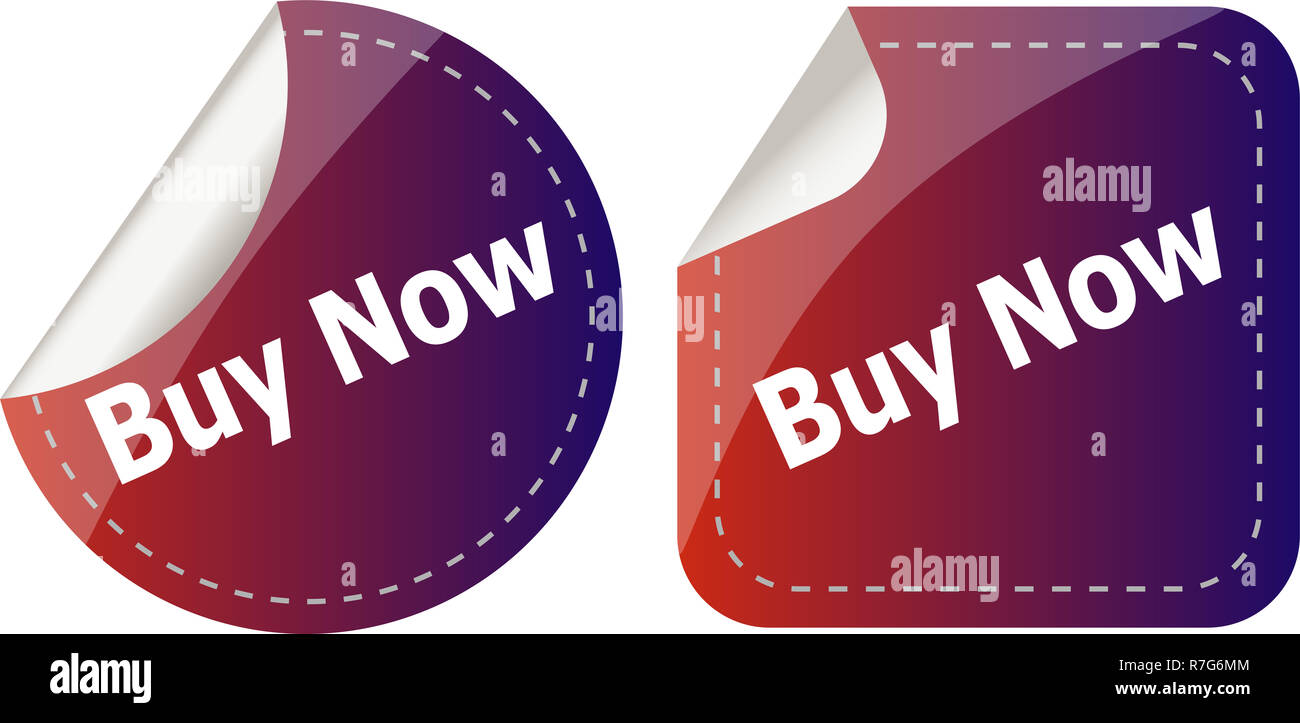 buy now word on stickers button set, business label Stock Photo - Alamy