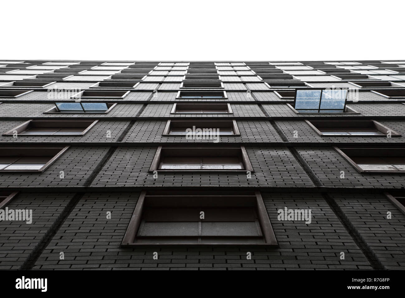 Exterior architectural wall with open windows Stock Photo - Alamy