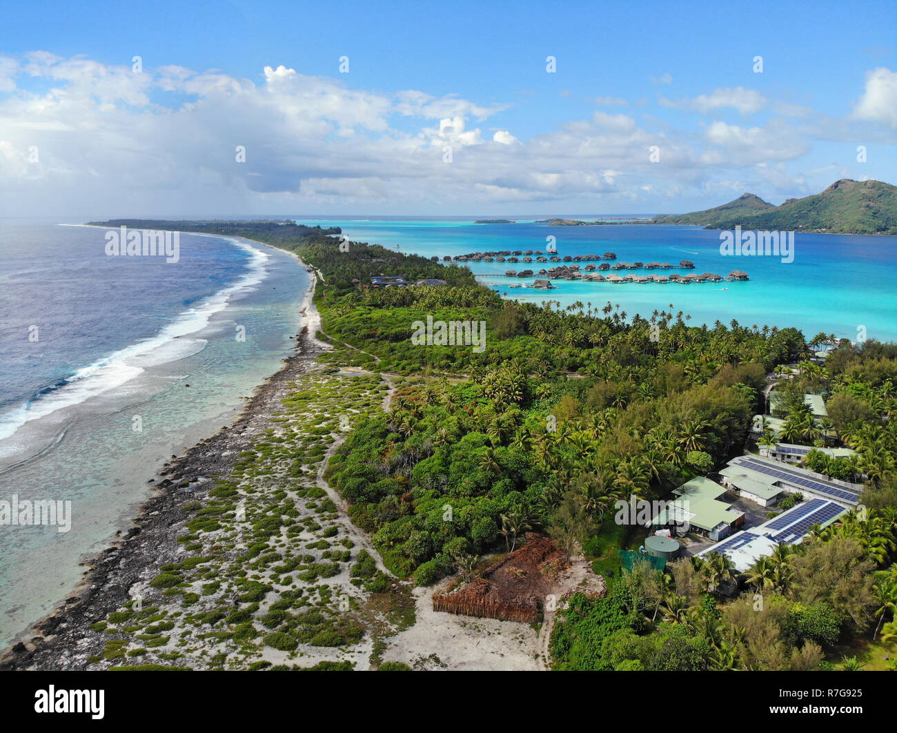 Aerial view of bora bora barrier reef hi-res stock photography and ...