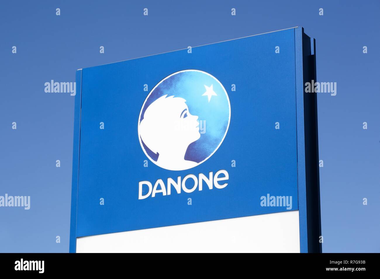 Limonest, France - September 8, 2018: Danone logo on a panel. Danone is ...