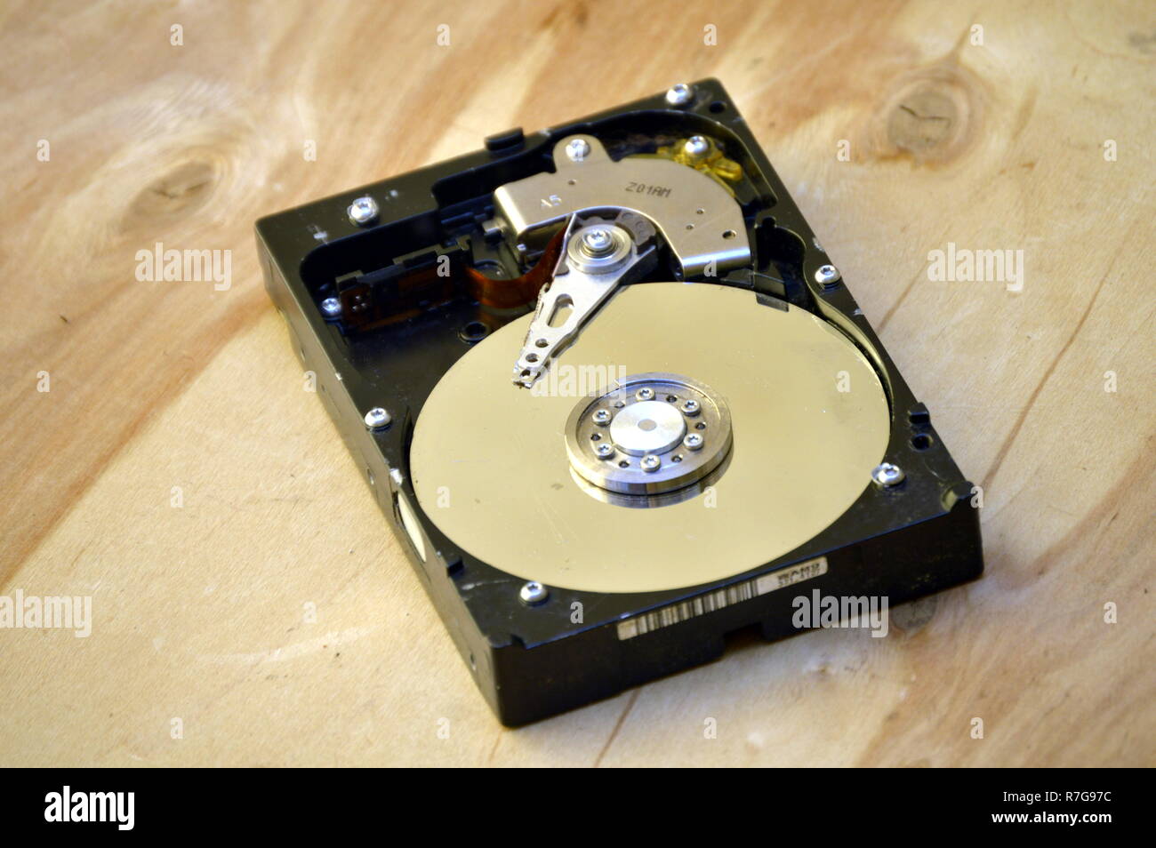 PC Hard Disc on wooden table Stock Photo - Alamy