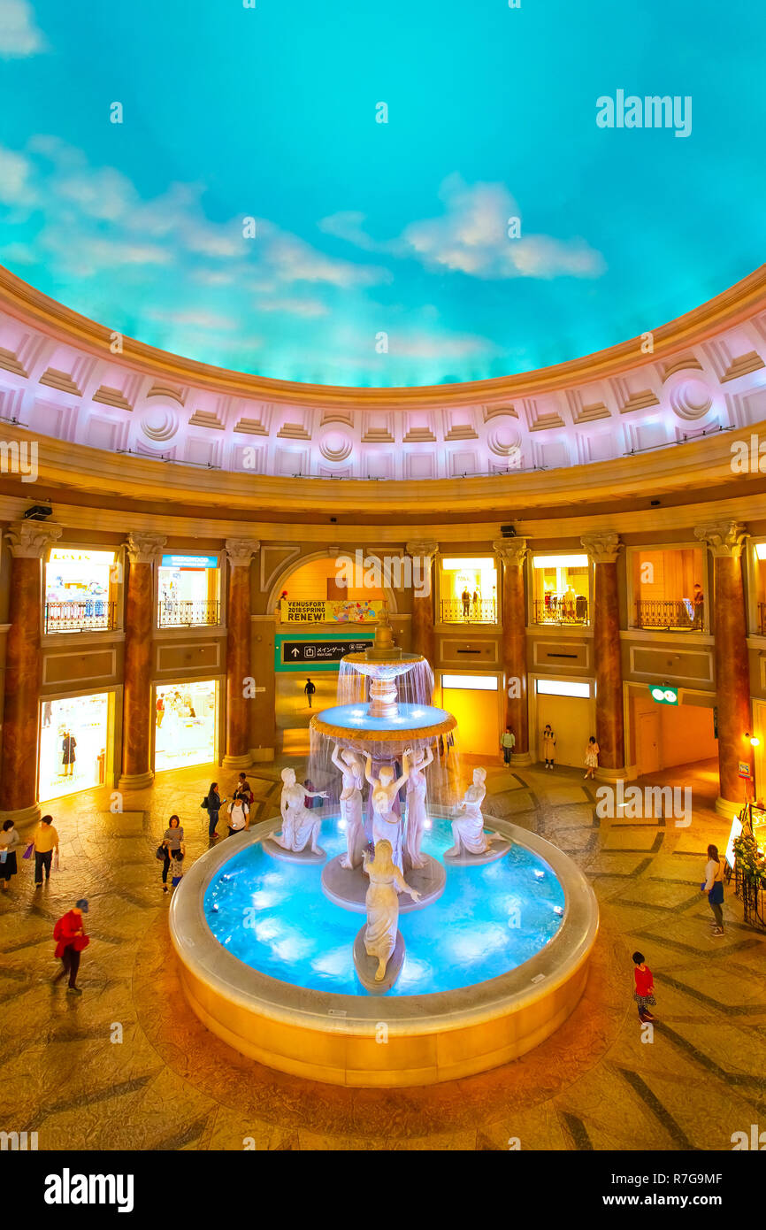 Tokyo, Japan - April 20 2018: Venus Fort is part of the Palette Town ...