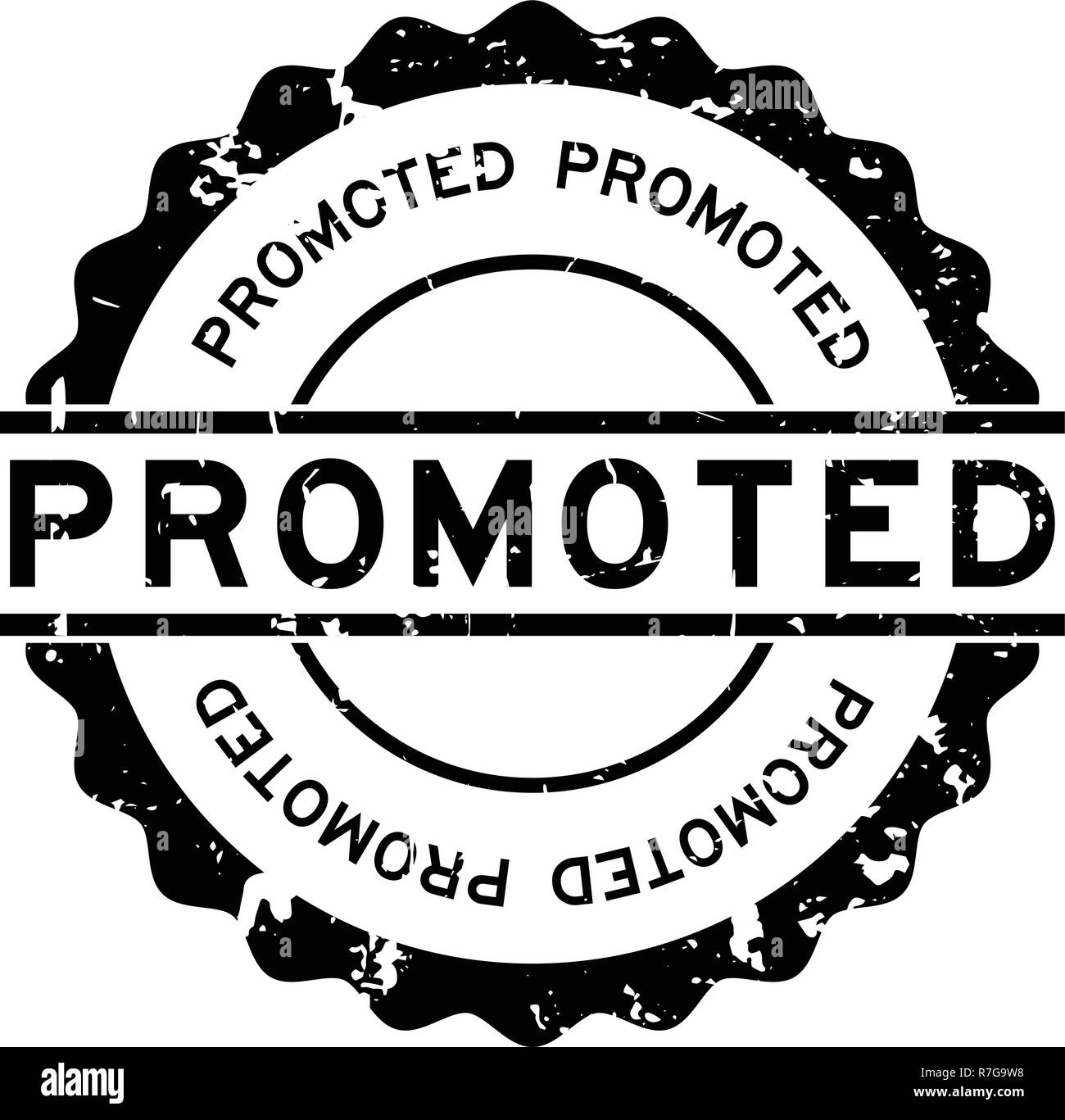 Grunge black promoted word round rubber seal stamp on white background ...