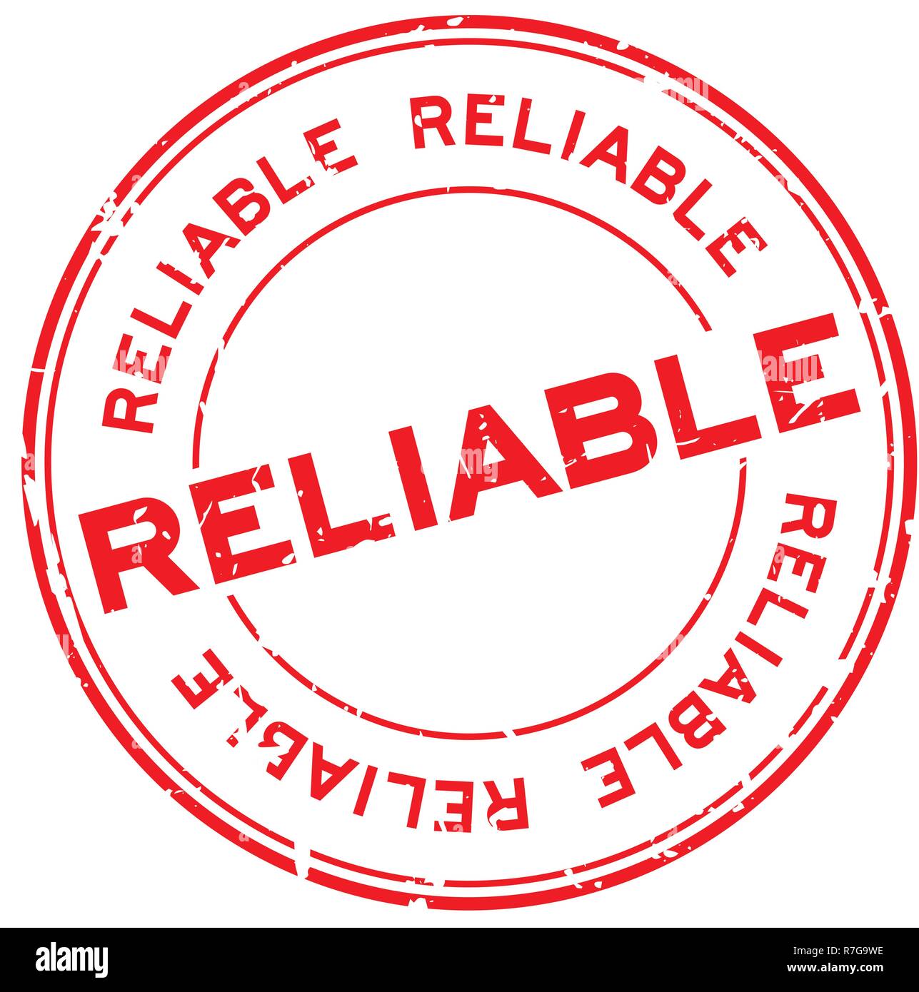 Grunge red reliable round rubber seal stamp on white background Stock ...