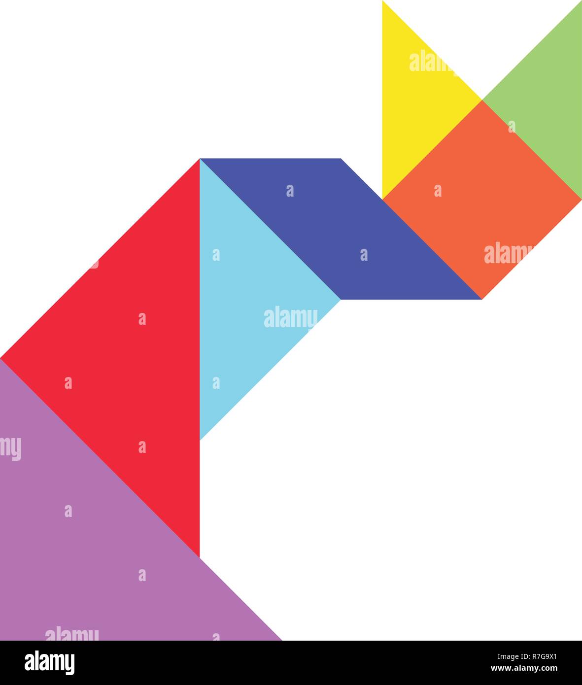 Colorful tangram puzzle in cat shape on white background (vector Stock ...