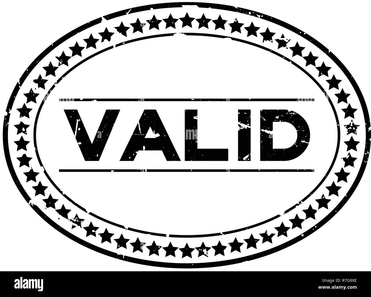 Grunge black valid word oval rubber seal stamp on white background ...