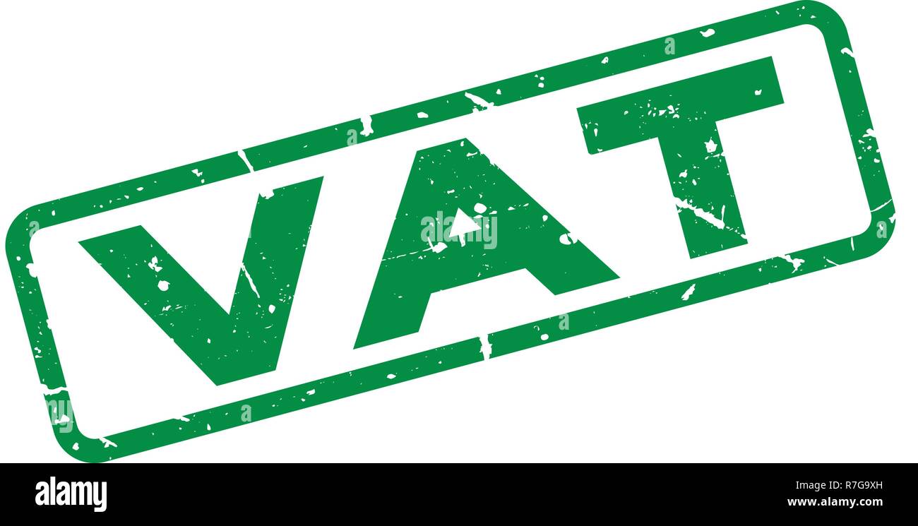 Grunge green vat (Abbreviation of Value added tax) square rubber seal ...