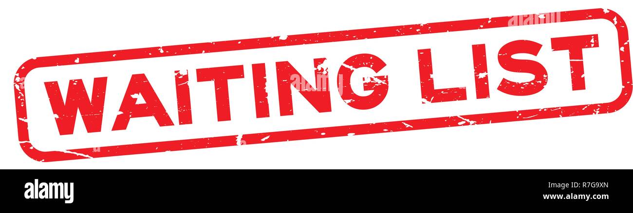 Grunge red waiting list word square rubber seal stamp on white ...