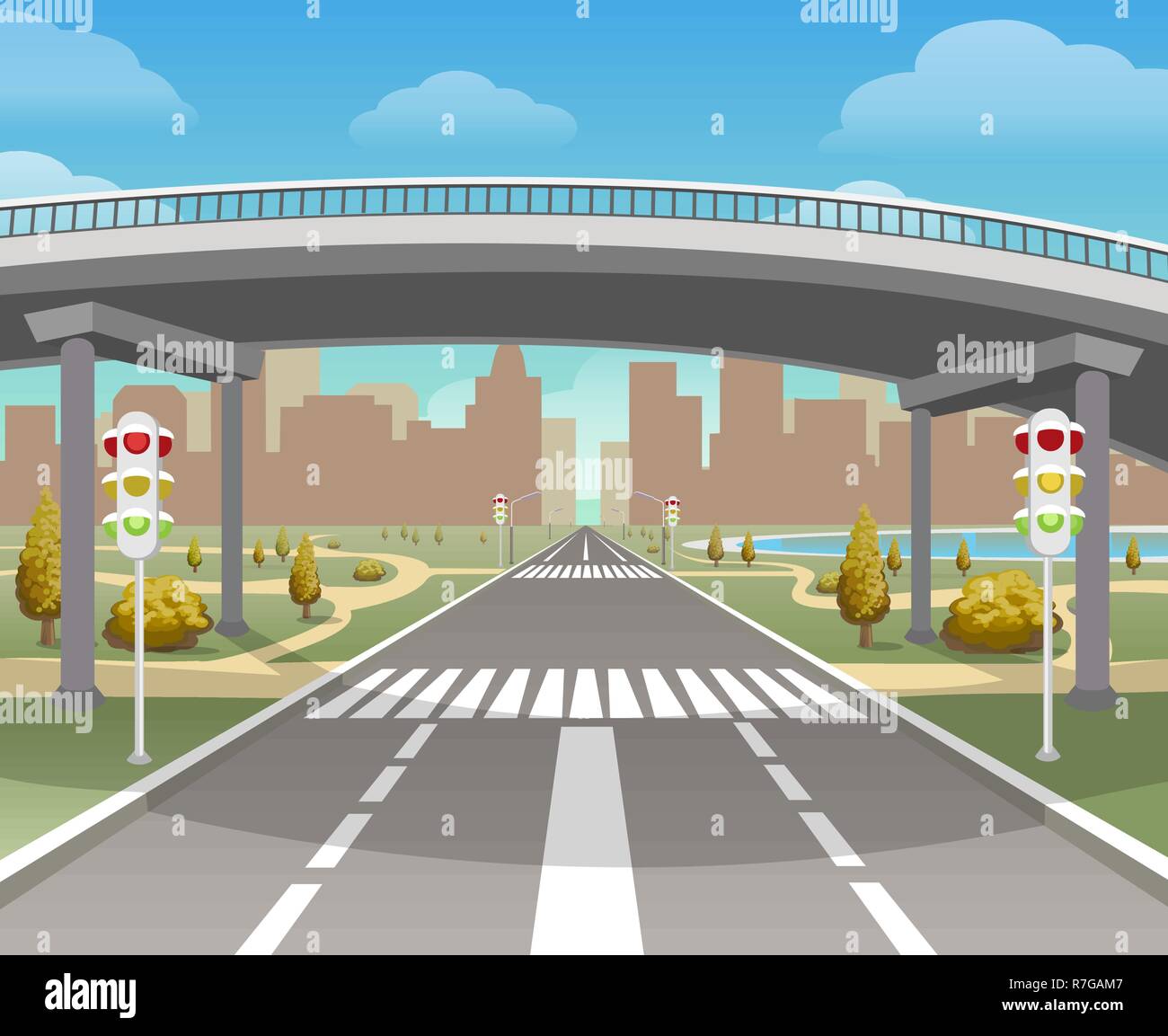 Overpass. Autobahn and highway, bridge and road highways intersection ...