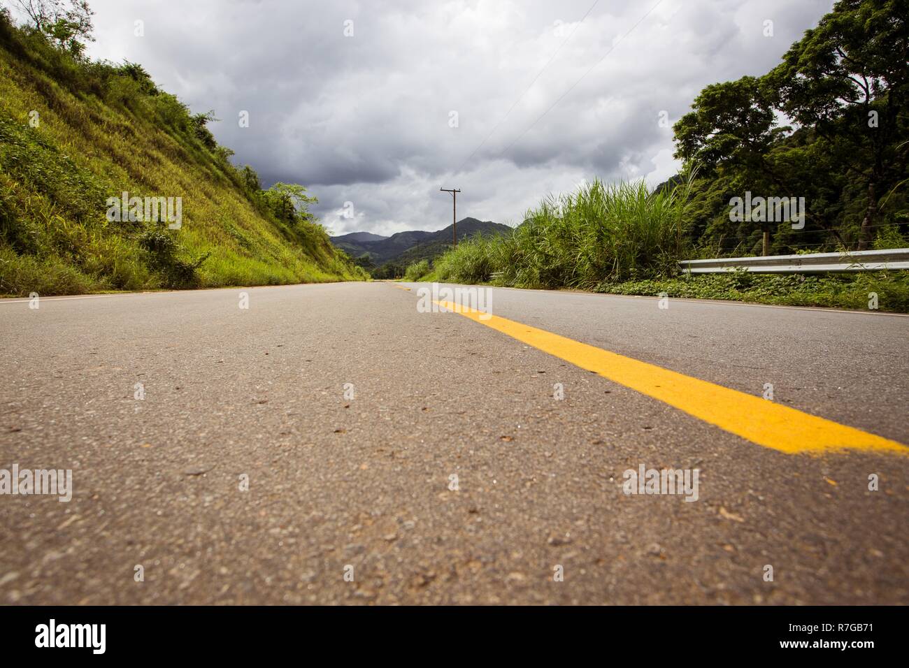 empty road with the beautiful landscapes around at the Brazil Stock ...