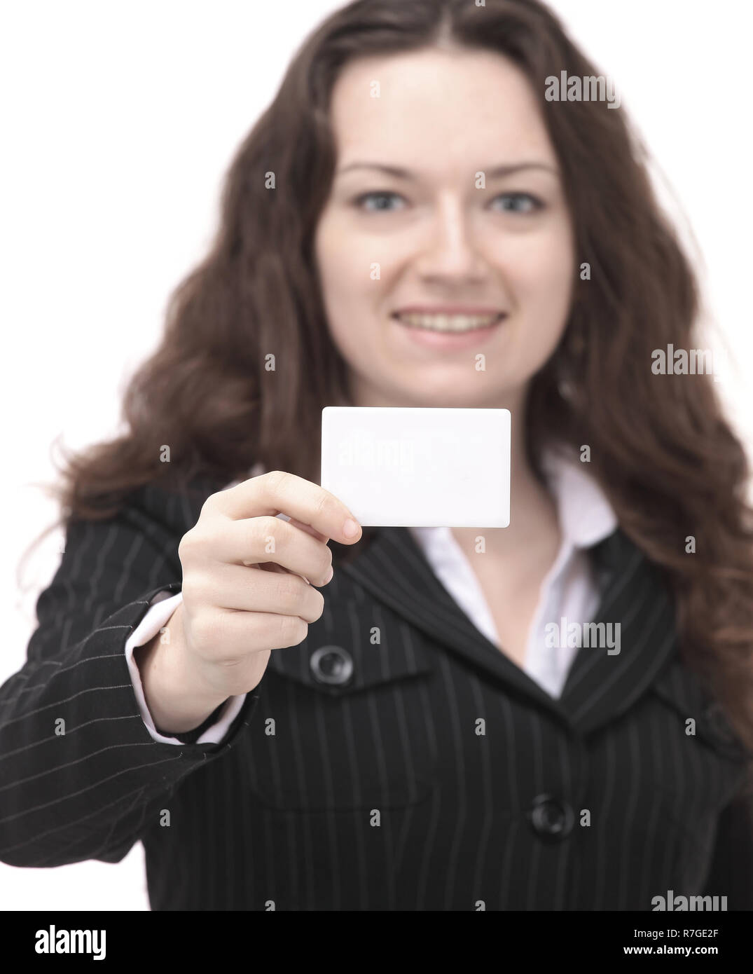 closeup.successful business woman showing blank business card.i Stock ...