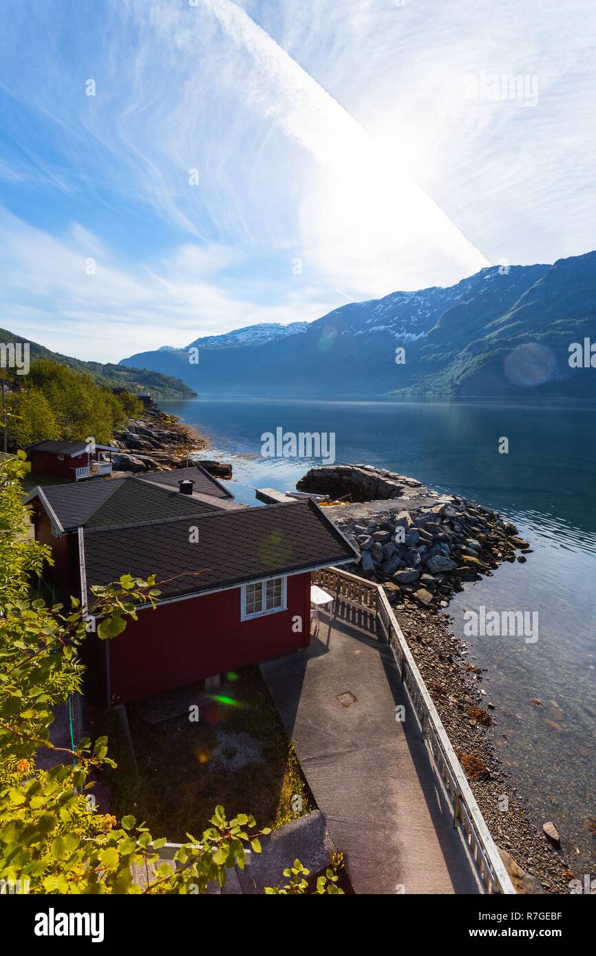 rorbuer - traditional norwegian red wooden house to stand at the ...