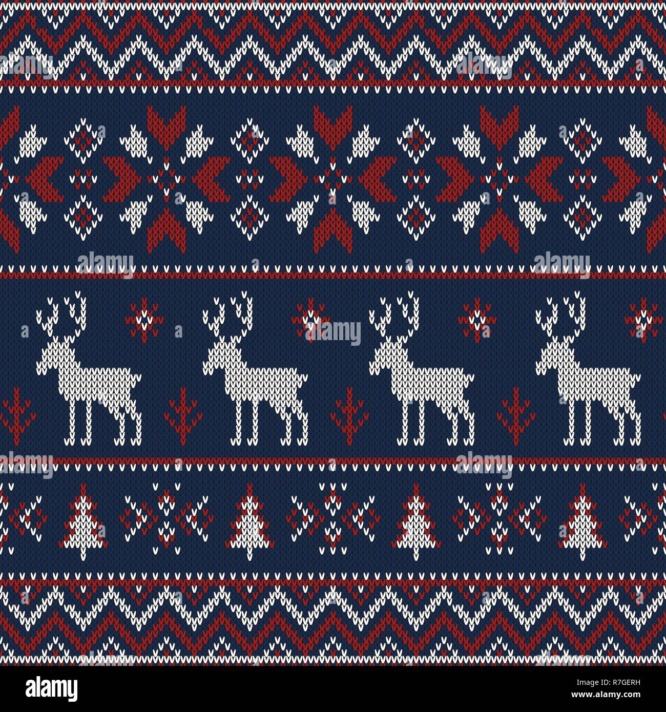 Christmas knitted pattern. Winter geometric seamless pattern. Design ...