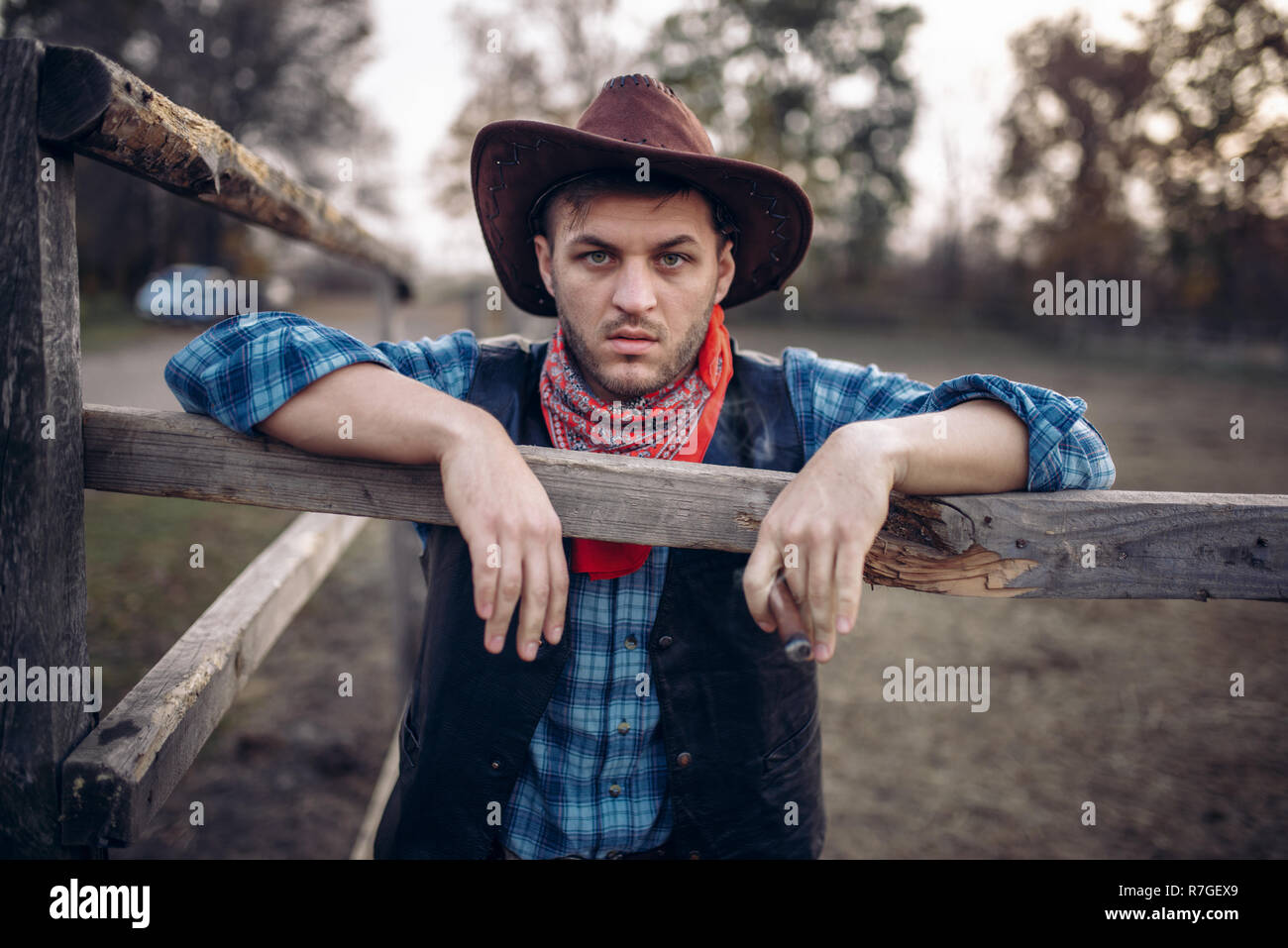Young Man Poses In Cowboy High Resolution Stock Photography and Images ...