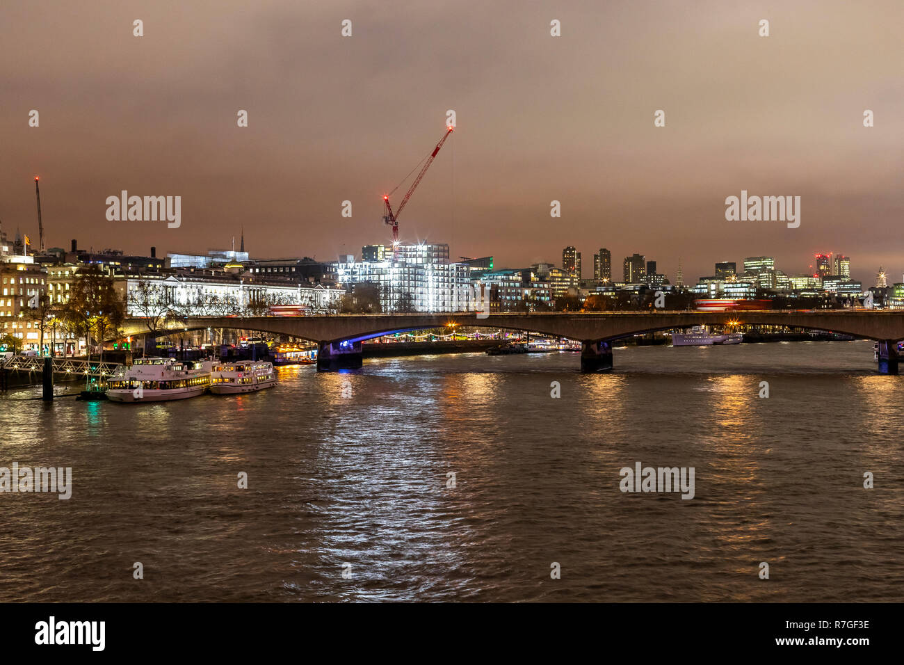Waterloo Bridge and the River Thames from the Golden Jubilee Bridges ...