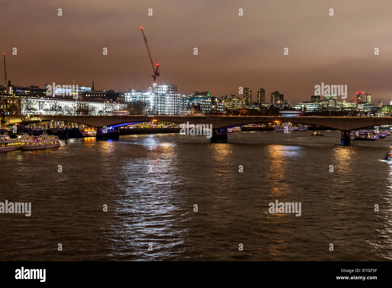 Waterloo Bridge and the River Thames from the Golden Jubilee Bridges ...
