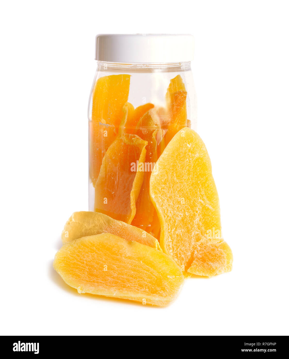 Dried slices mango isolated on white background Stock Photo - Alamy