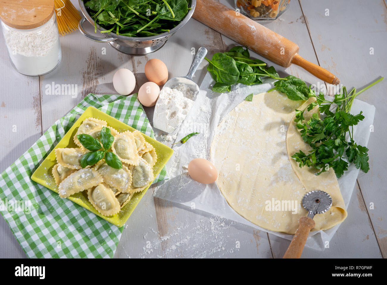 delicious traditional italian ravioli filled with spinach Stock Photo ...