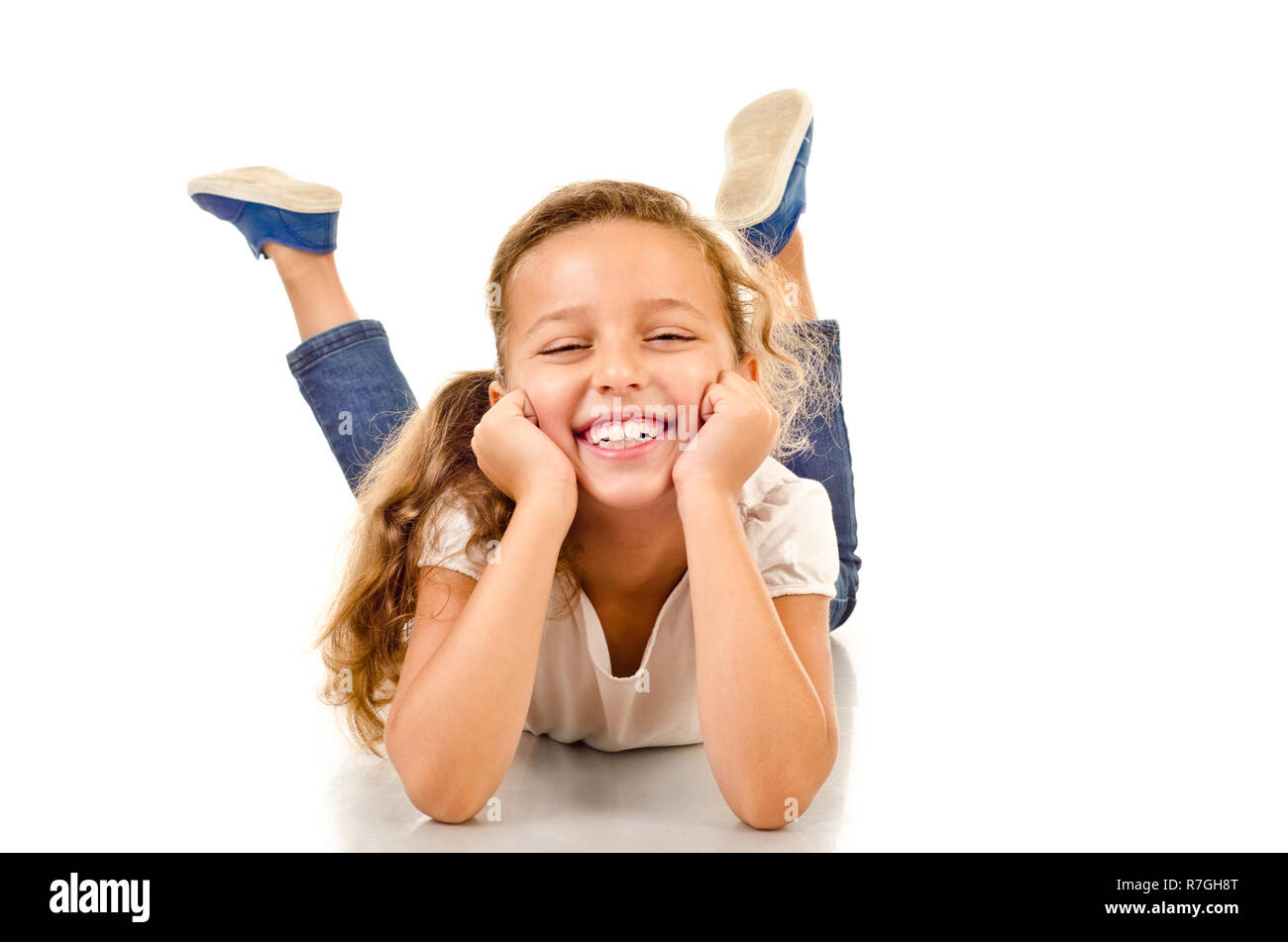 little girl isolated on a white background Stock Photo - Alamy