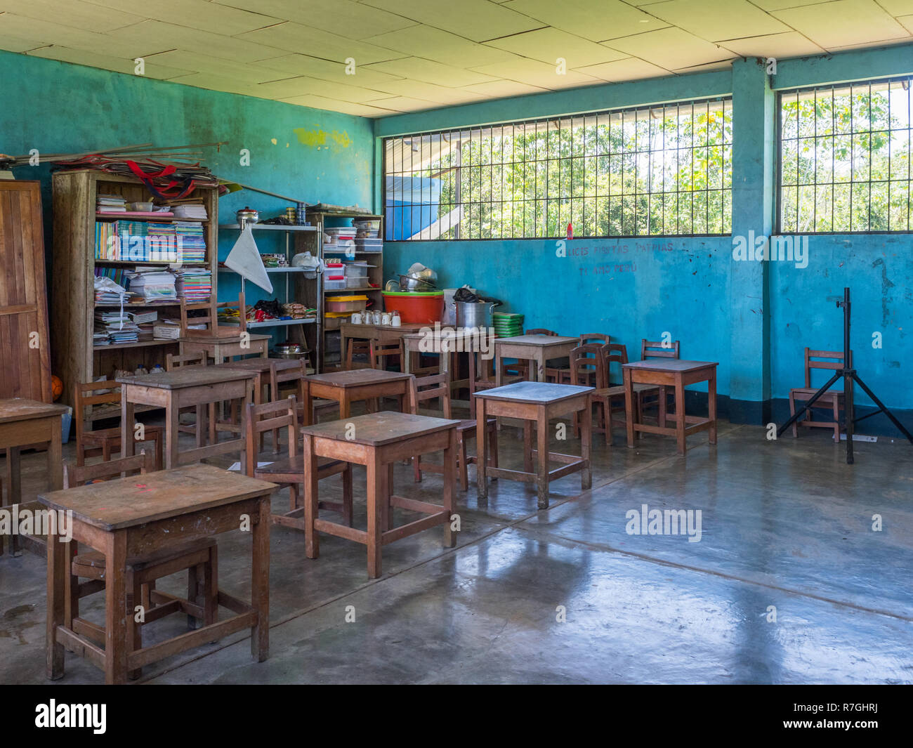 Santa Rita, Peru - Sep 19, 2018: Primary school in the small village in ...