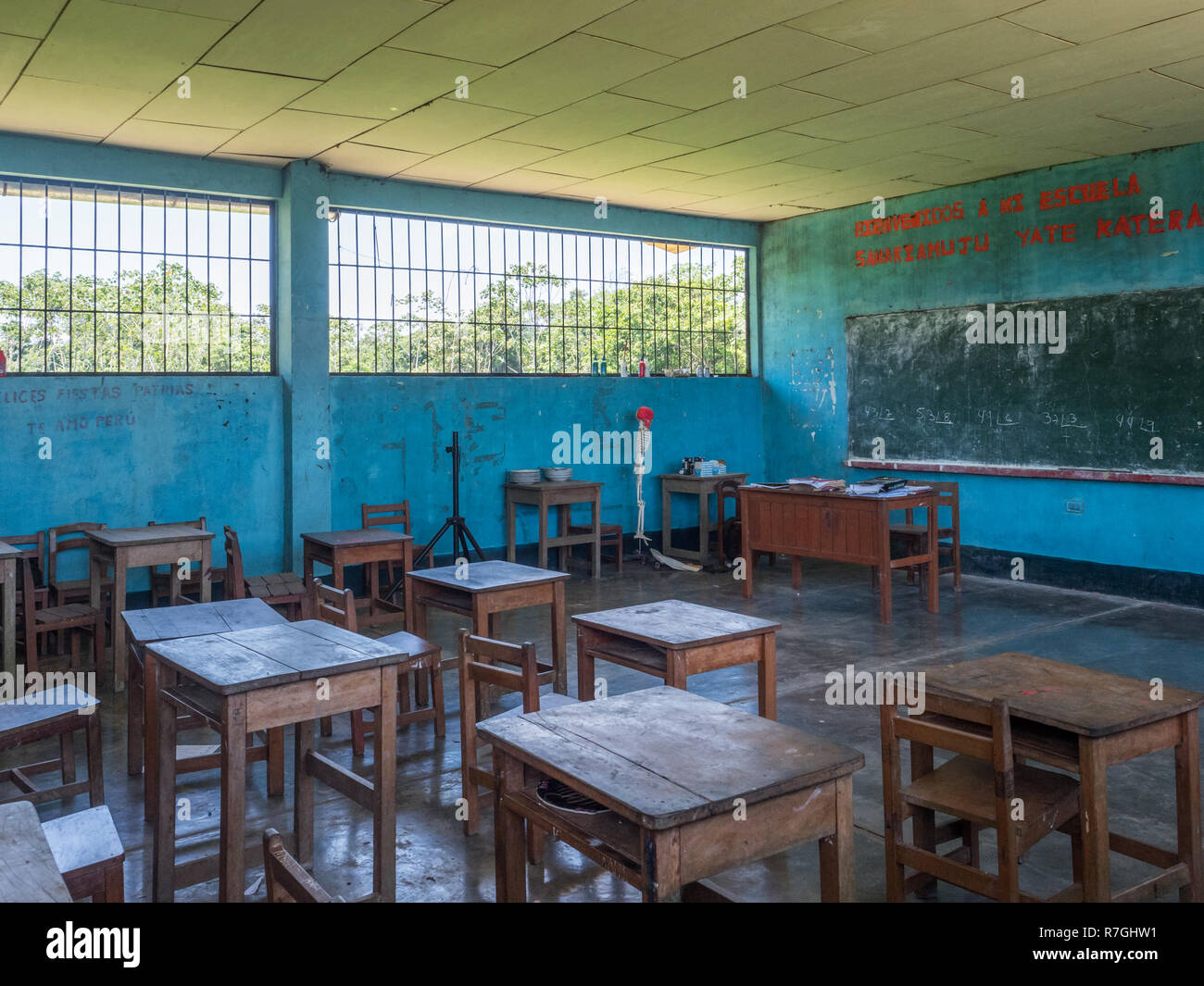 Santa Rita, Peru - Sep 19, 2018: Primary school in the small village in ...