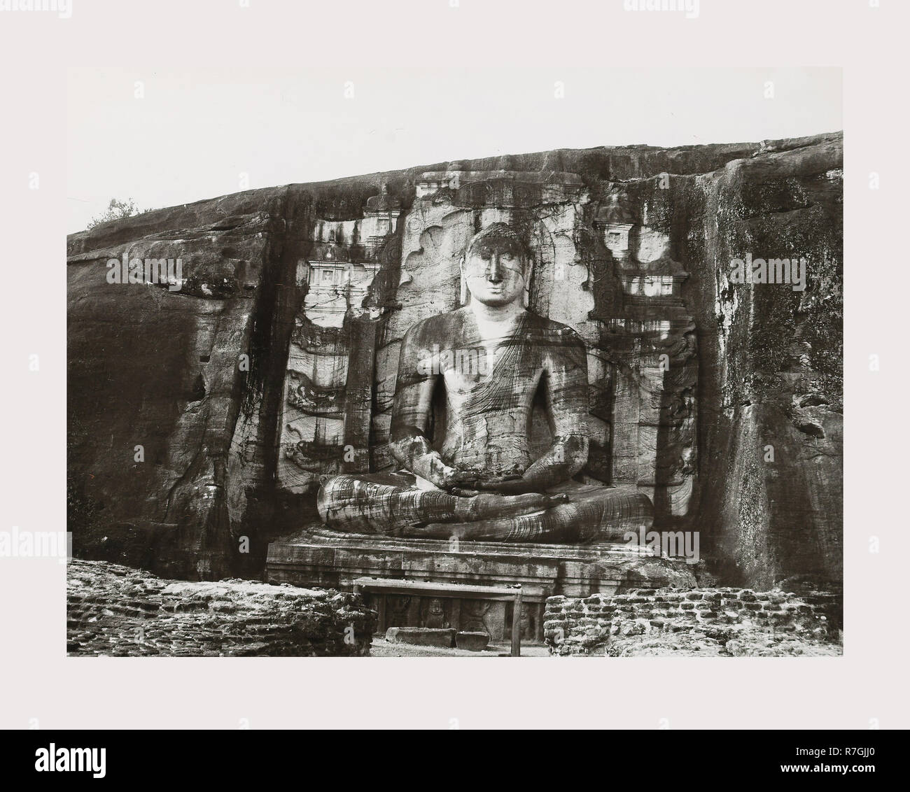 Sri Lanka, Ceylon, Polonnaruwa, Gal Vihāra colossal Buddha, 1966 or ...