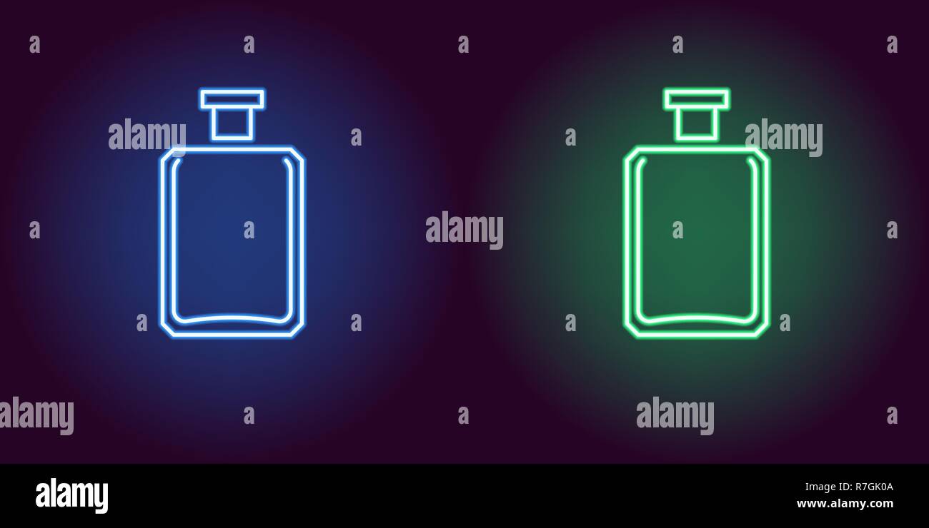 Neon perfume bottle, glowing icon. Vector illustration of perfume ...