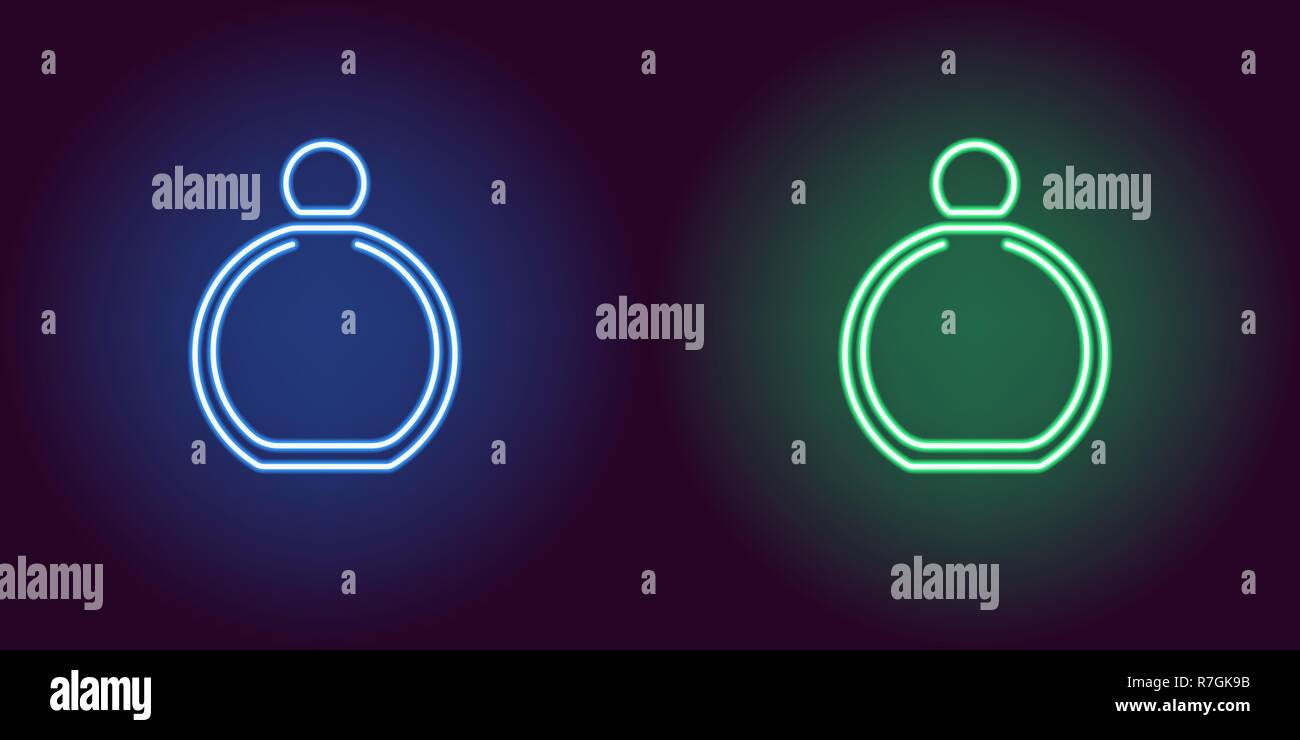 Neon perfume bottle, glowing icon. Vector illustration of perfume ...
