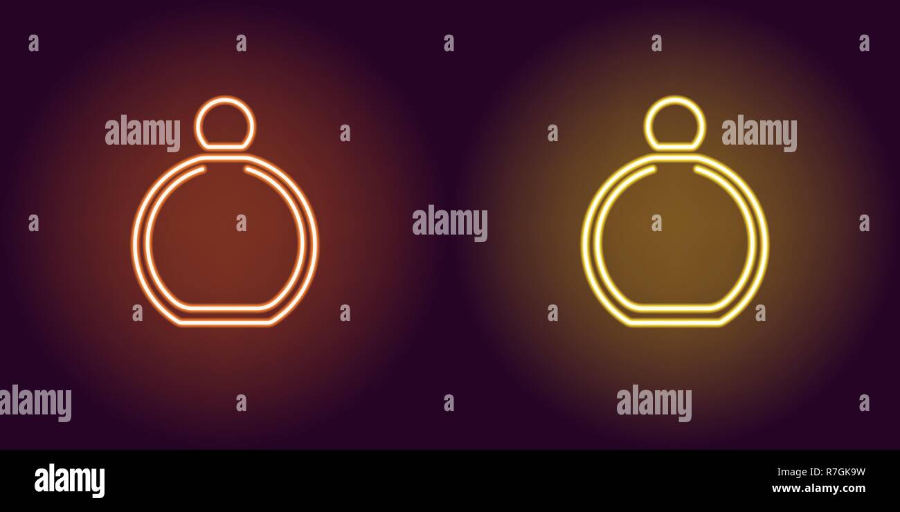 Neon perfume bottle, glowing icon. Vector illustration of perfume ...