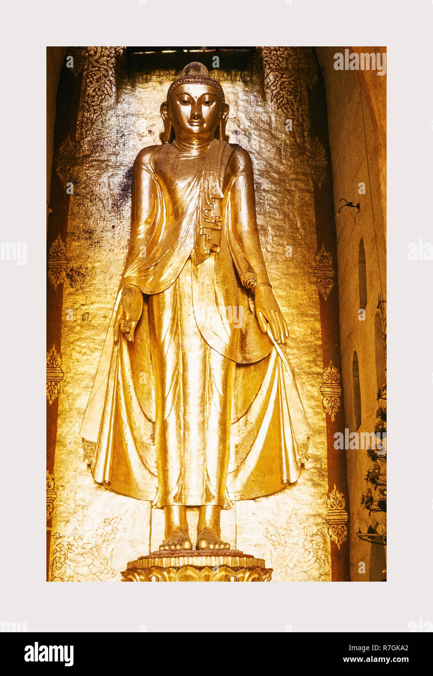 Myanmar, Burma, Pagan, Ananda Temple colossal gilded Buddhas, 1966 or ...