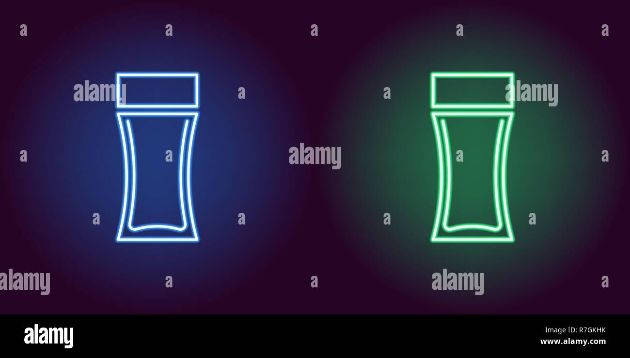 Neon perfume bottle, glowing icon. Vector illustration of perfume ...