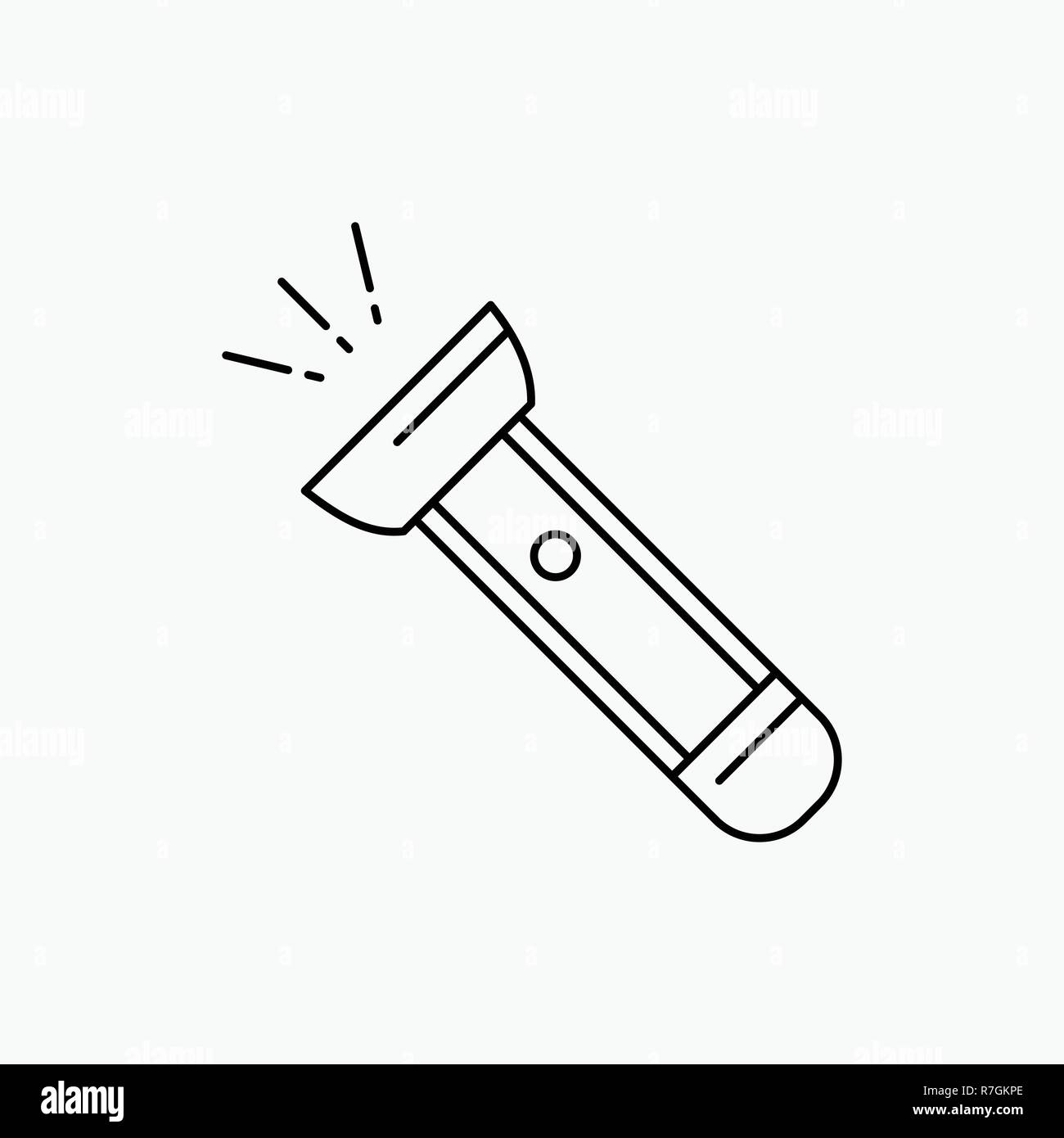 torch, light, flash, camping, hiking Line Icon. Vector isolated ...