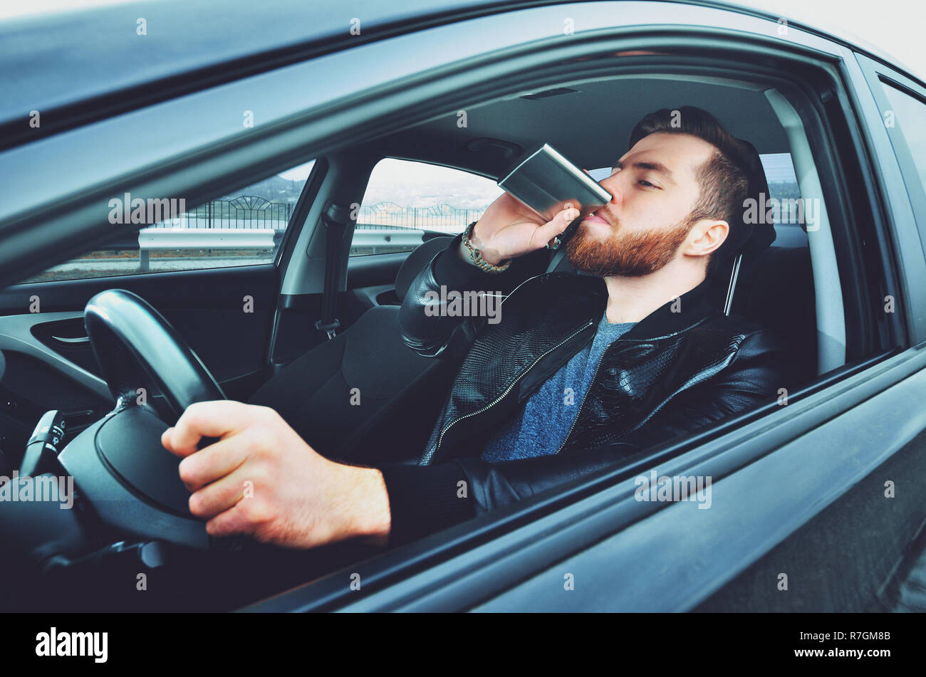 Drunken driving car crash bottle hi-res stock photography and images ...