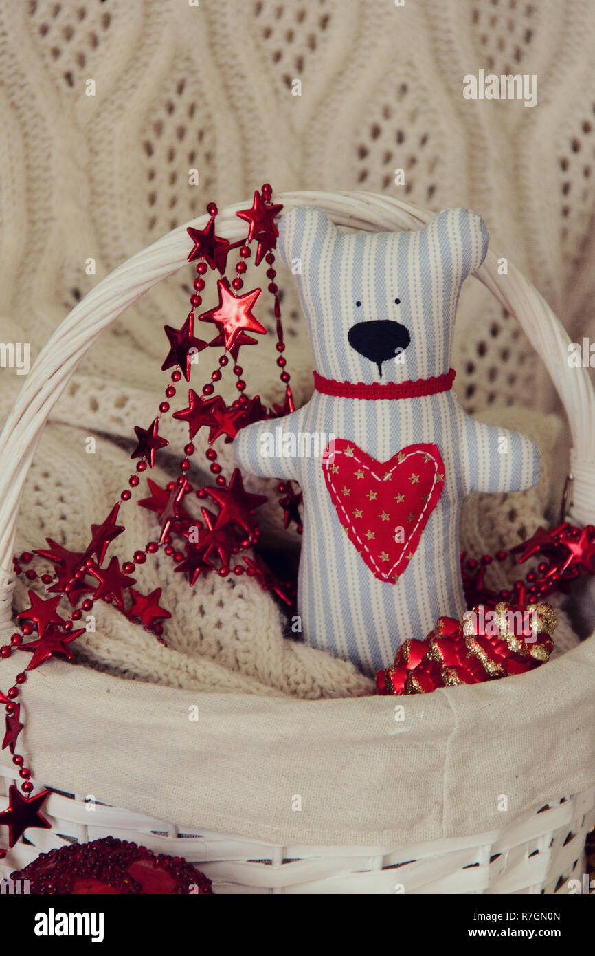 Handmade Teddy bear for Valentine day. photo Stock Photo - Alamy
