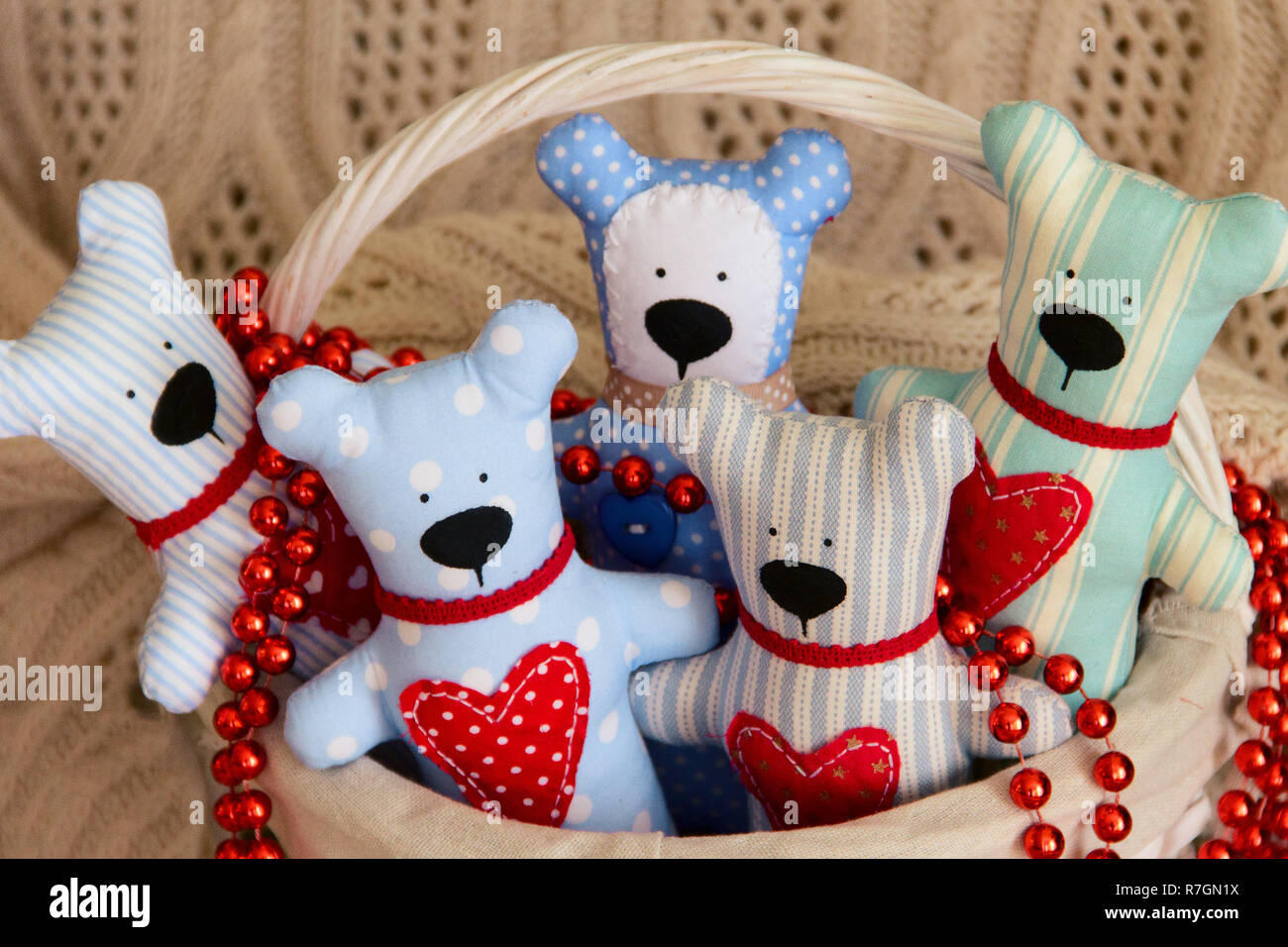 Handmade five Teddy bear for Valentine day. photo Stock Photo - Alamy