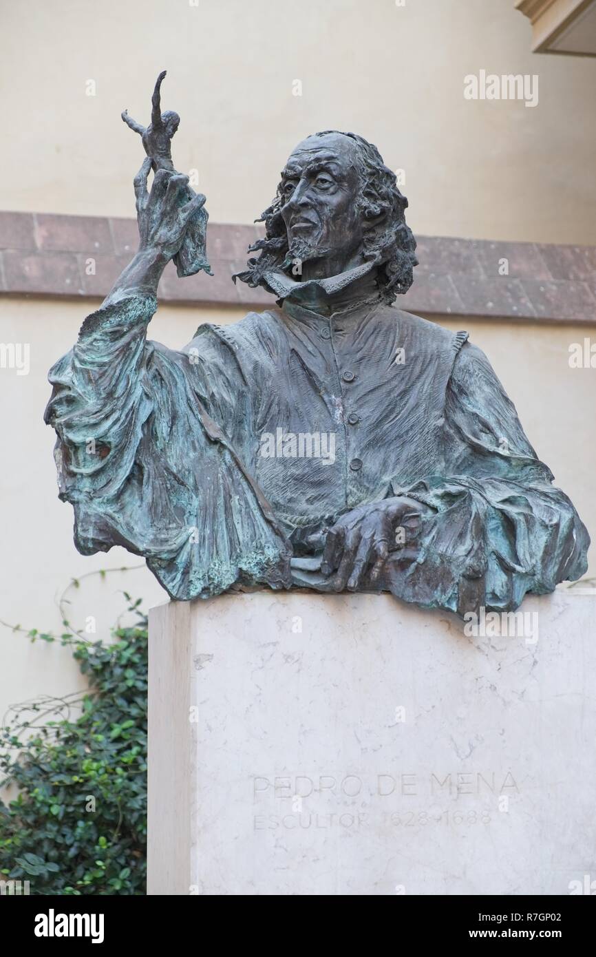 Bust of Spanish sculptor Pedro de Mena. Málaga, Spain Stock Photo - Alamy